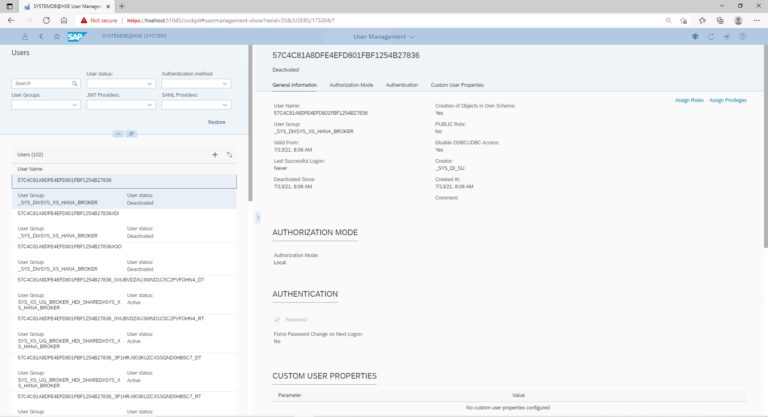 Create users in HANA DB – Sap Security Pages